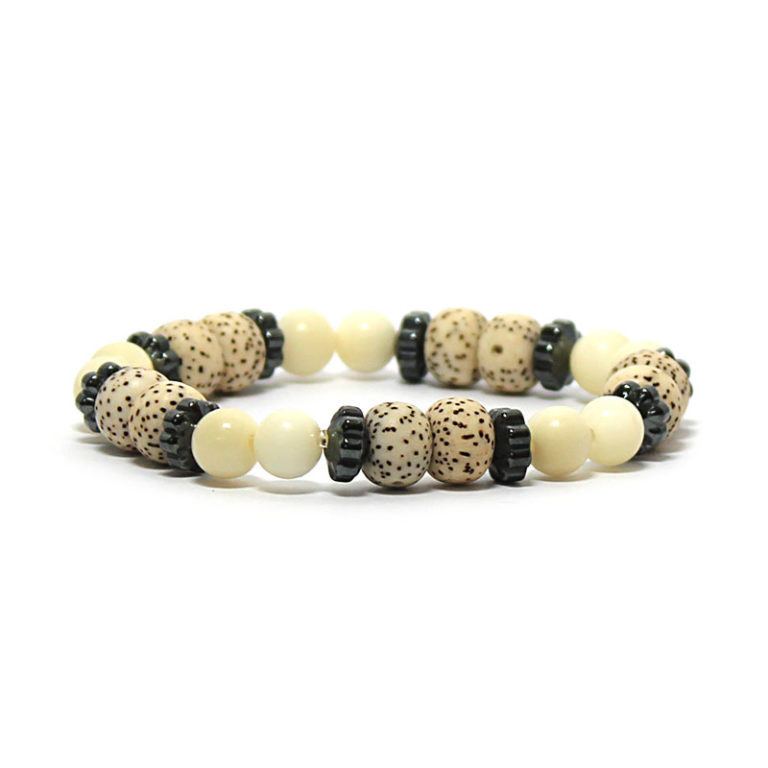 Doubled palm bracelet white - Ivory Palm Seed